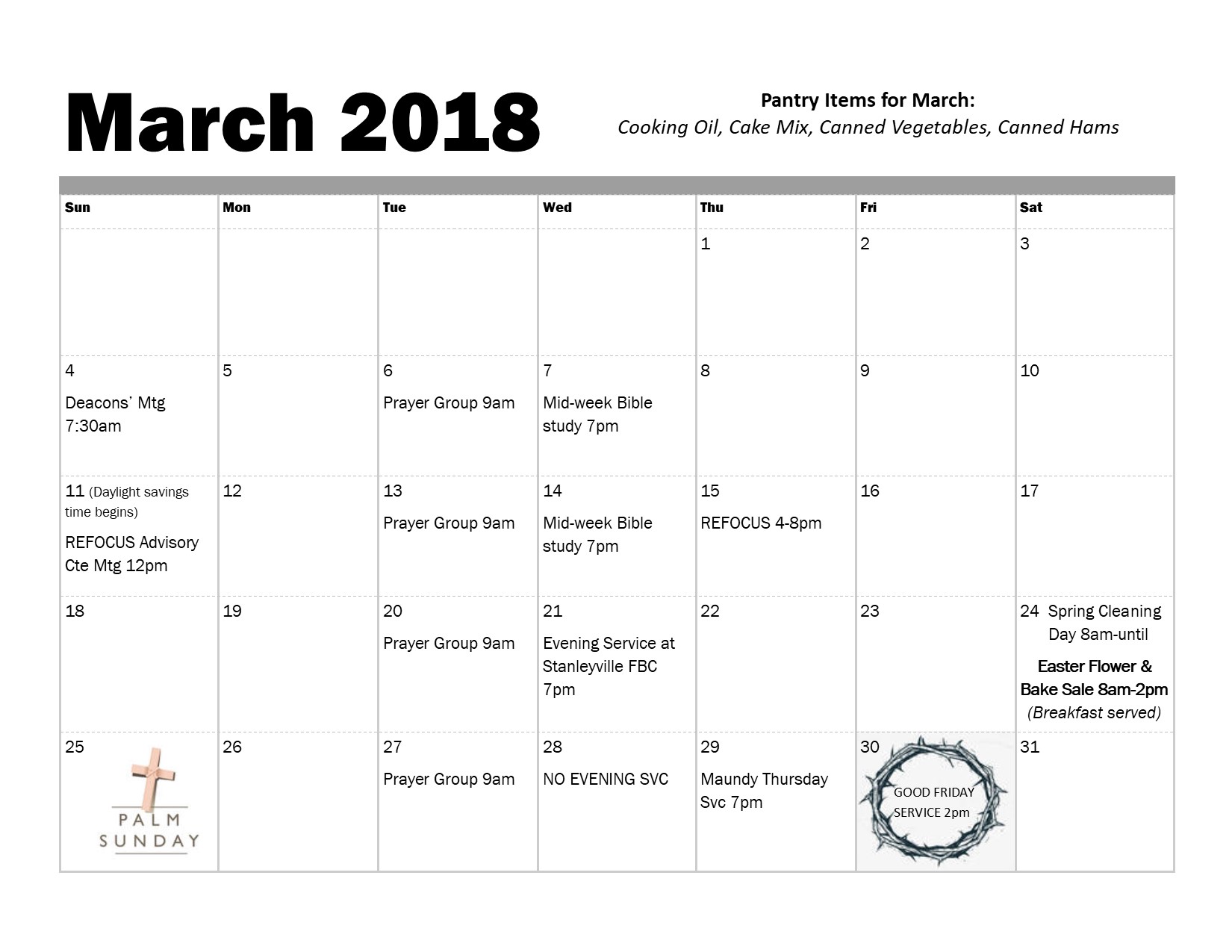 March church calendar pic | Crestwood Baptist Church